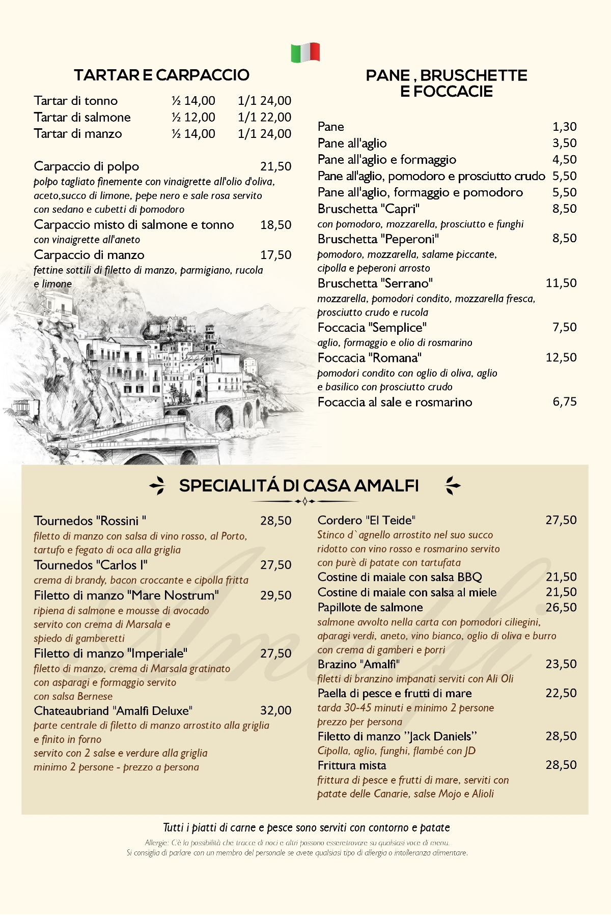 Restaurant Amalfi | MENU ITALIANO